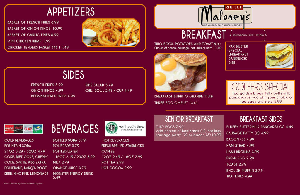 Menu - Bing Maloney